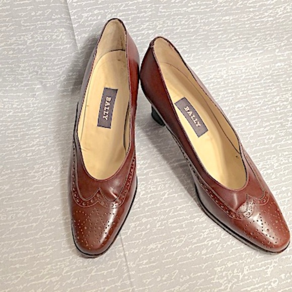 Bally | Shoes | Bally Mid Heel Brown Leather Oxford Pumps | Poshmark
